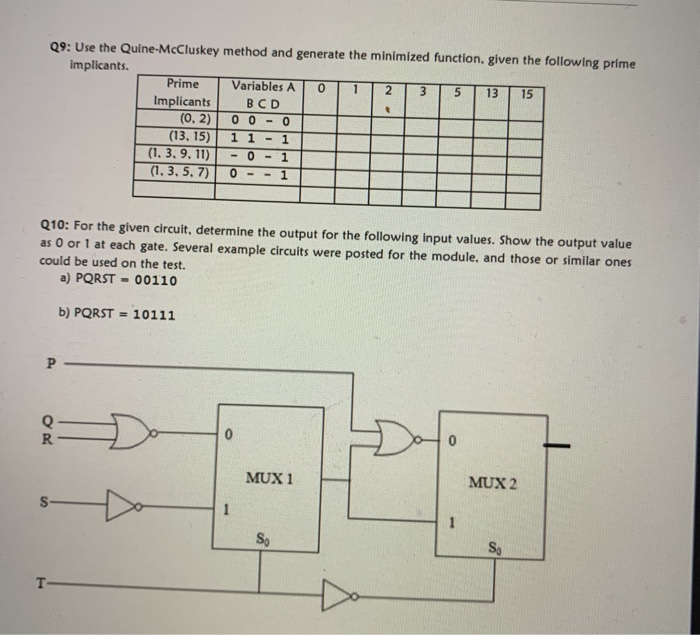 Solved 5 اليا 09: Use the Quine-McCluskey method and | Chegg.com