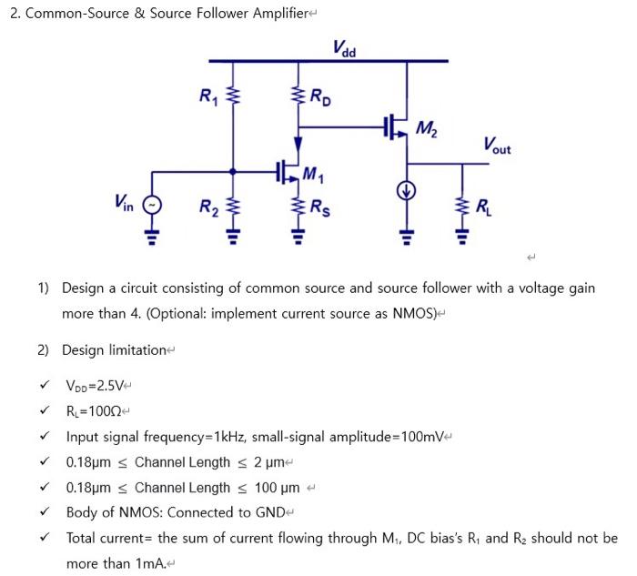 Solved 2. Common-Source & Source Follower Amplifier- Vad R1 | Chegg.com