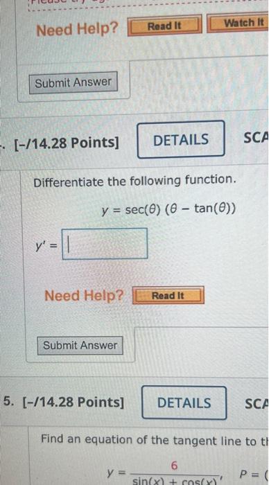 Solved Differentiate the following function. | Chegg.com