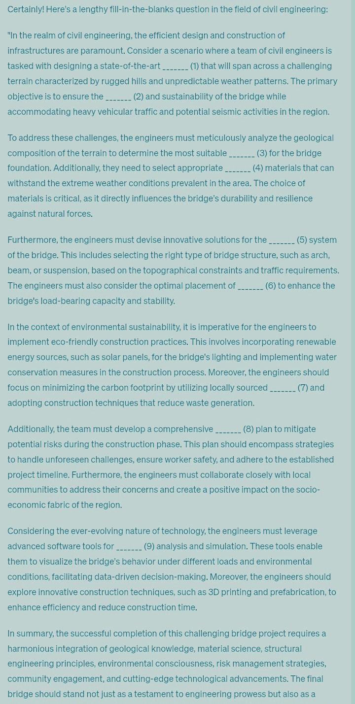 Solved "In the realm of civil engineering, the efficient | Chegg.com