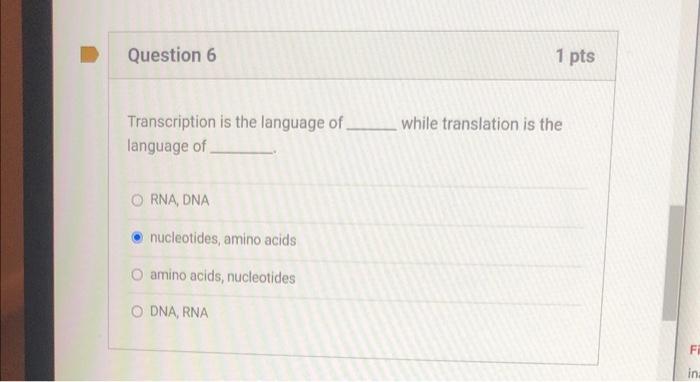 Solved Transcription is the language of While translation is | Chegg.com