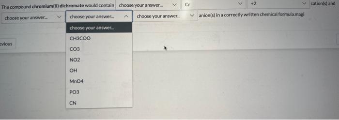 Solved the first boxes for the cation and anions are 1-5 and | Chegg.com