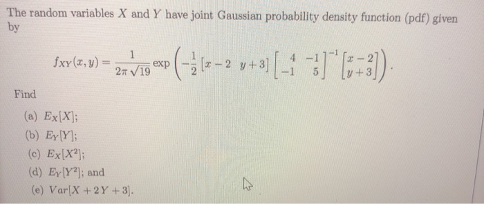 Solved The random variables X and Y have joint Gaussian | Chegg.com