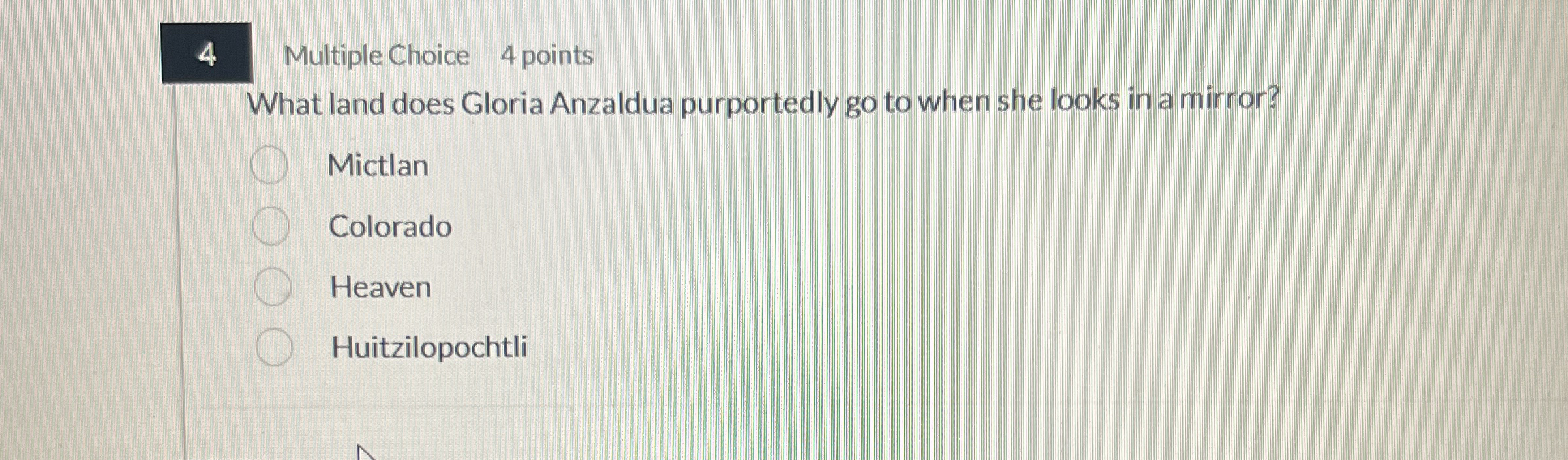 Solved 4Multiple Choice 4 pointsWhat land does Gloria | Chegg.com Solved 4Multiple Choice 4 pointsWhat land does Gloria | Chegg.com