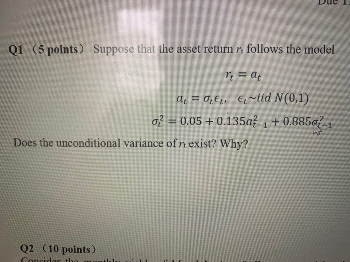 Solved Suppose that the asset return r follows the model Q1 | Chegg.com