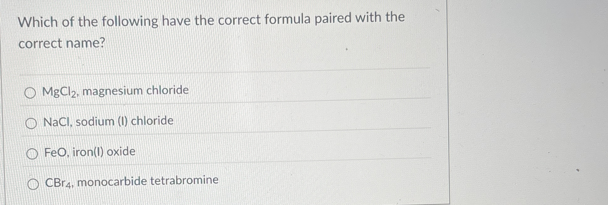 Solved Which of the following have the correct formula | Chegg.com