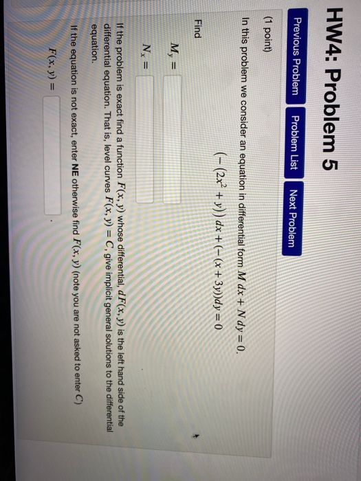 Solved HW4: Problem 5 Previous Problem Problem List Next | Chegg.com