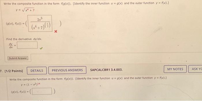 Solved Write the composite function in the form f(g(x)). | Chegg.com