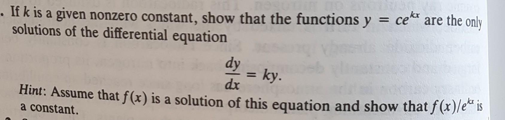 Solved If k is a given nonzero constant, show that the | Chegg.com