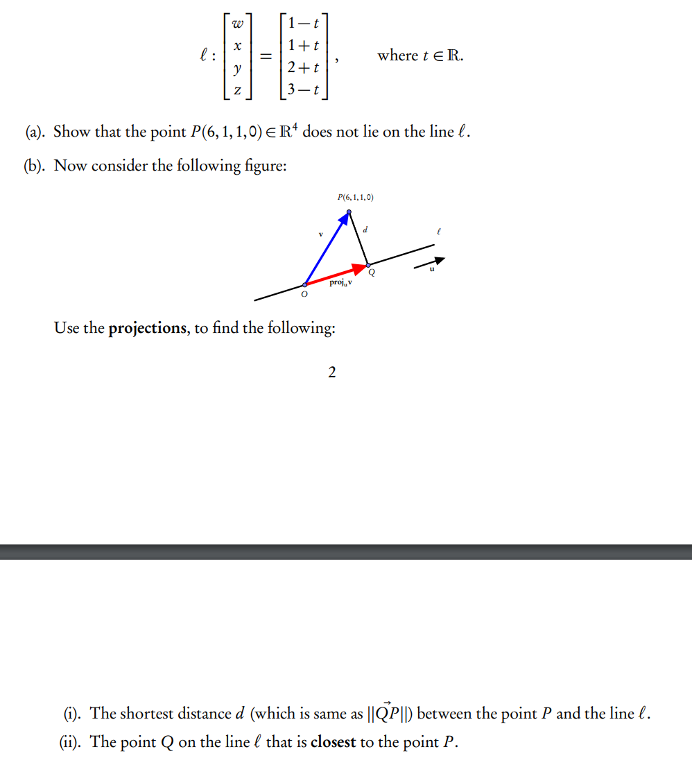 Solved l:[wxyz]=[1-t1+t2+t3-t], ﻿where t in R ﻿ Use the | Chegg.com