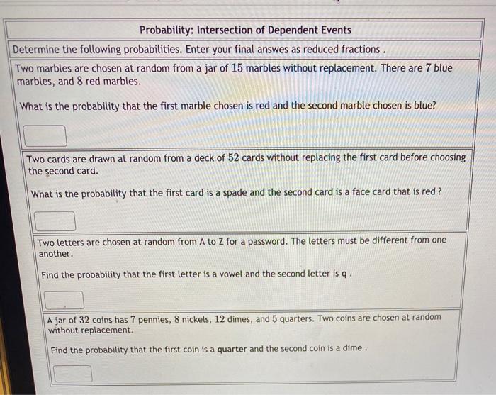 Solved Probability: Intersection of Dependent Events | Chegg.com