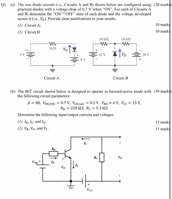 Solved Q1. (a) The two diode circuits (ie., Circuits A and | Chegg.com
