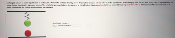 Solved A charged sphere in static equilibrium is resting on | Chegg.com
