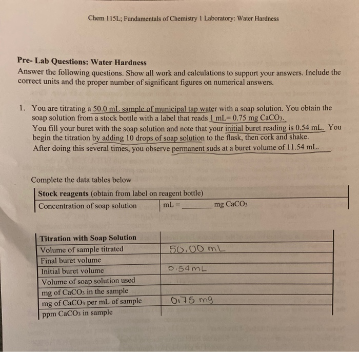 Solved Chem 115L; Fundamentals of Chemistry 1 Laboratory: | Chegg.com