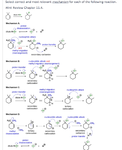 Select correct and most relevant mechanism for each | Chegg.com