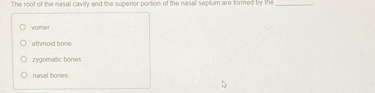 Solved The roof of the nasal cavity and the superior portion | Chegg.com