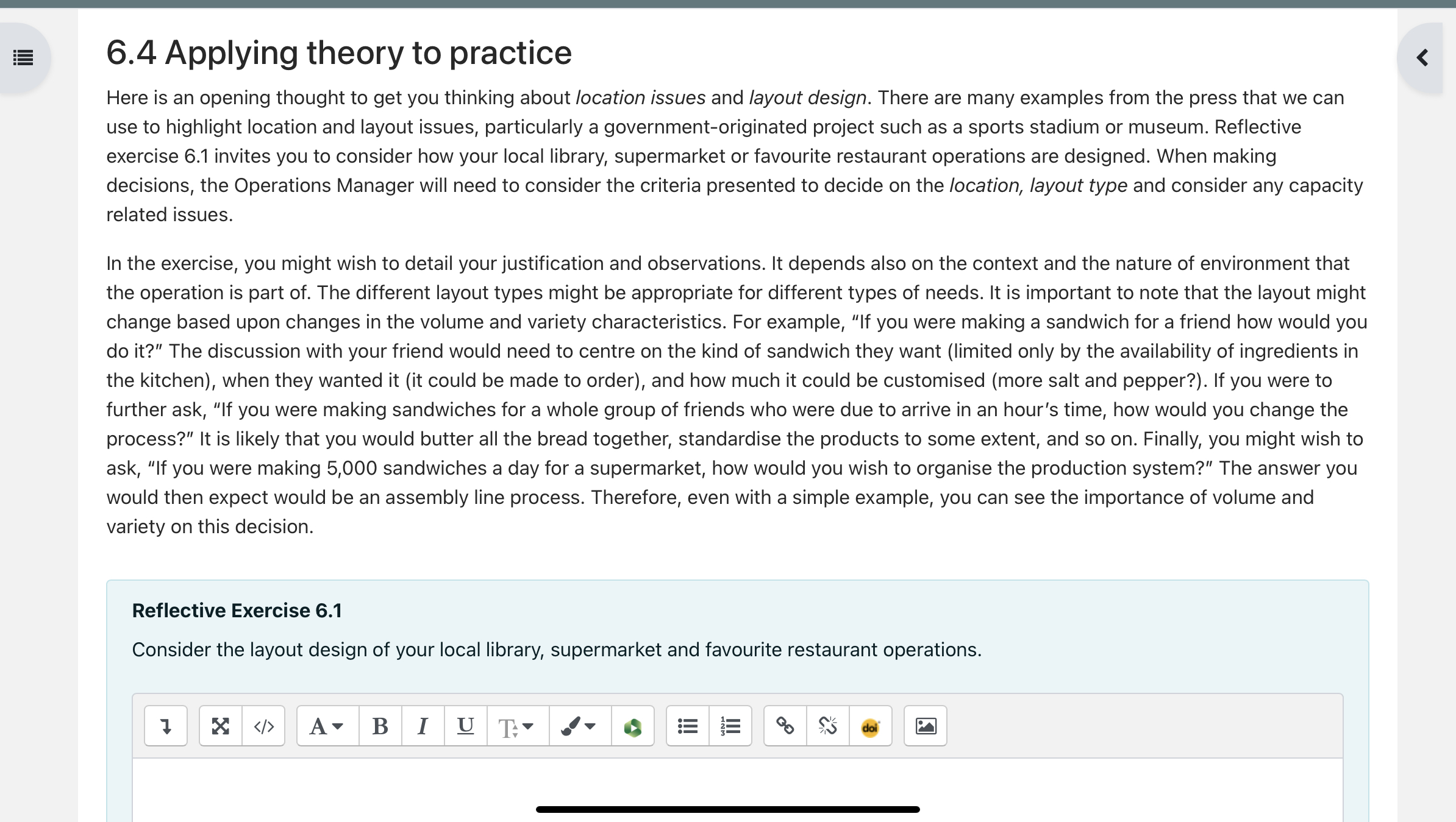 Solved 6.4 ﻿Applying theory to practiceHere is an opening | Chegg.com