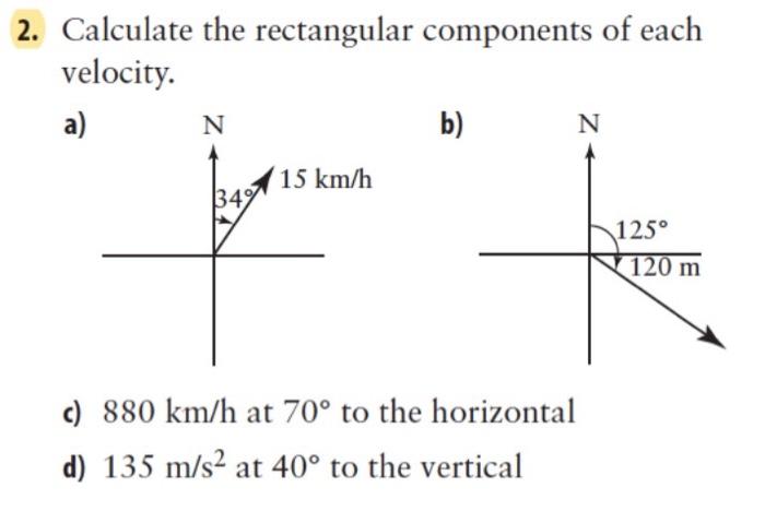 Solved 2. Calculate the rectangular components of each | Chegg.com