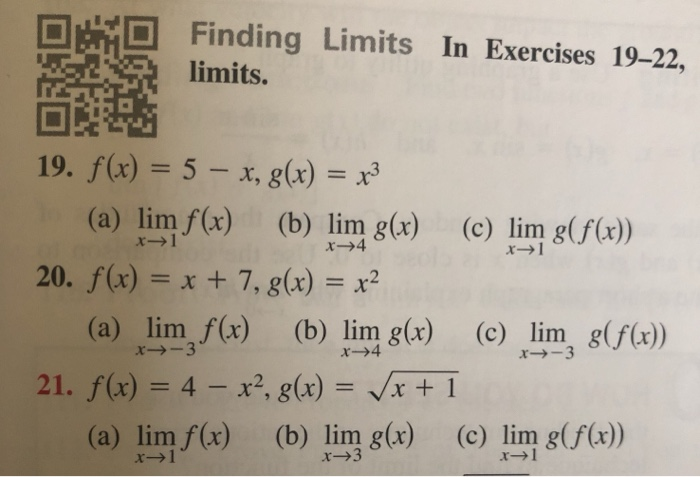 Solved DIO Finding Limits In Exercises 19–22, limits. x->4 | Chegg.com