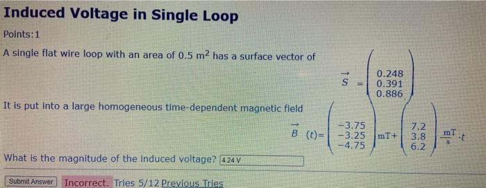 Solved Induced Voltage in Single Loop Points: 1 A single | Chegg.com