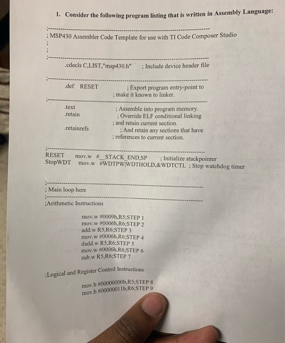 1. Consider the following program listing that is | Chegg.com