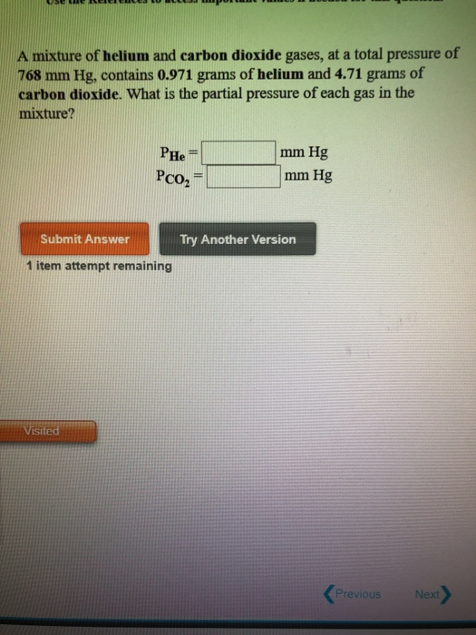 Solved A mixture of helium and carbon dioxide gases, at a | Chegg.com