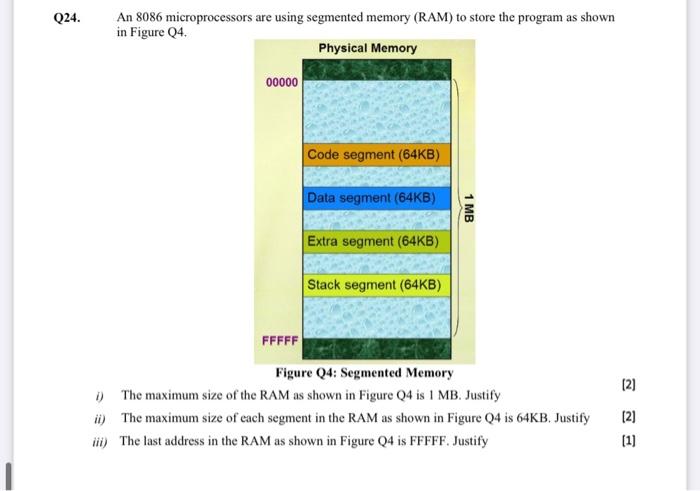 Solved Q24. An 8086 microprocessors are using segmented | Chegg.com
