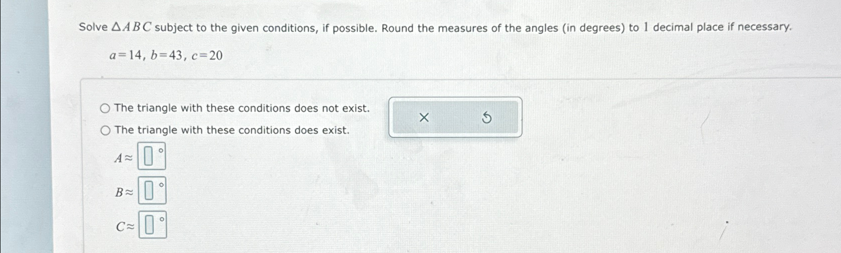 Solved Solve Abc ﻿subject To The Given Conditions If