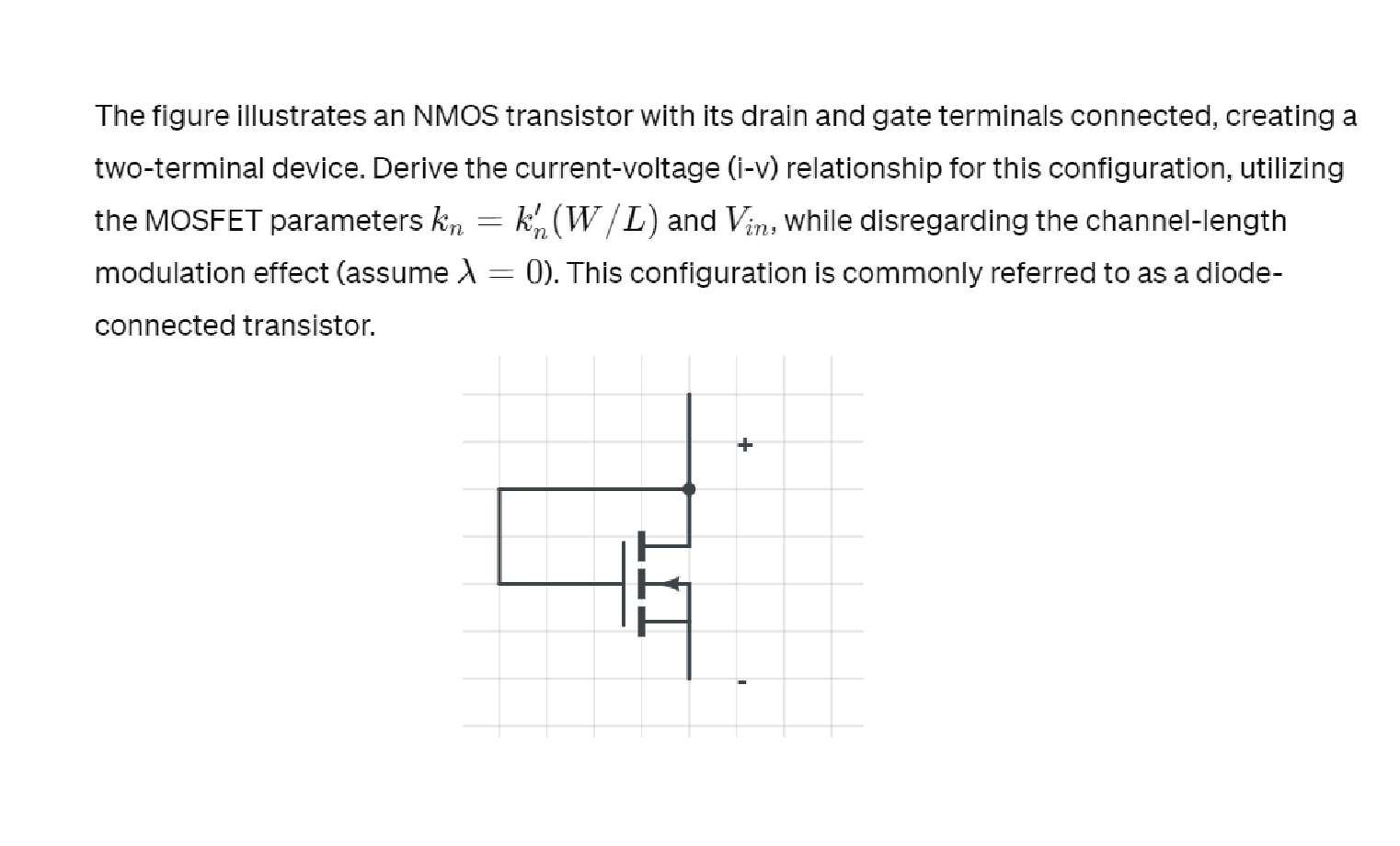 Solved The figure illustrates an NMOS transistor with its | Chegg.com