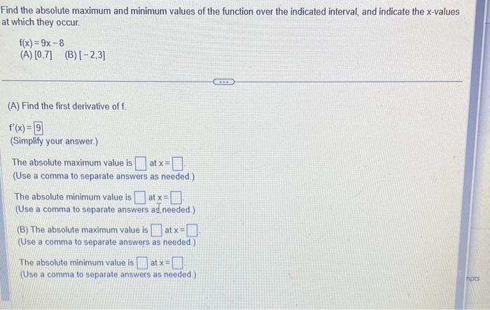 Solved Ind The Absolute Maximum And Minimum Values Of The