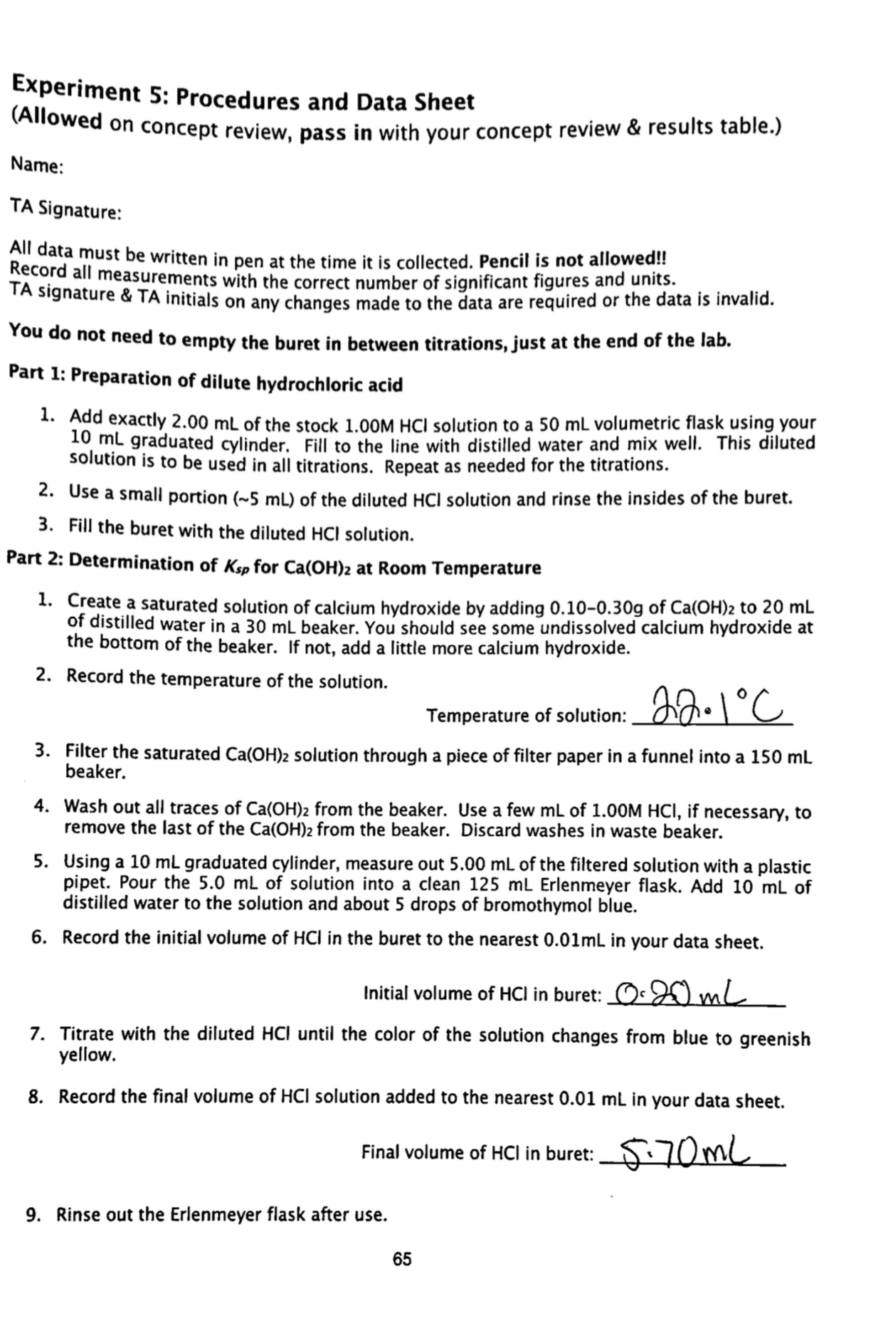 Experiment 5: Procedures and Data Sheet(Allowed on | Chegg.com