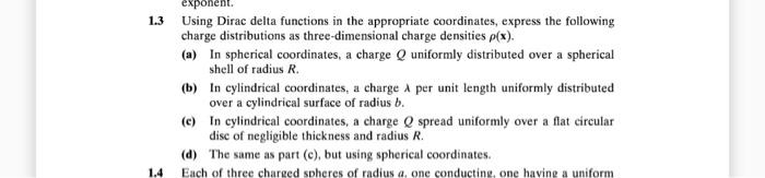 Solved 1.3 Using Dirac delta functions in the appropriate | Chegg.com