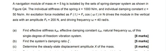 Solved A navigation module of mass m = 5 kg is isolated by | Chegg.com