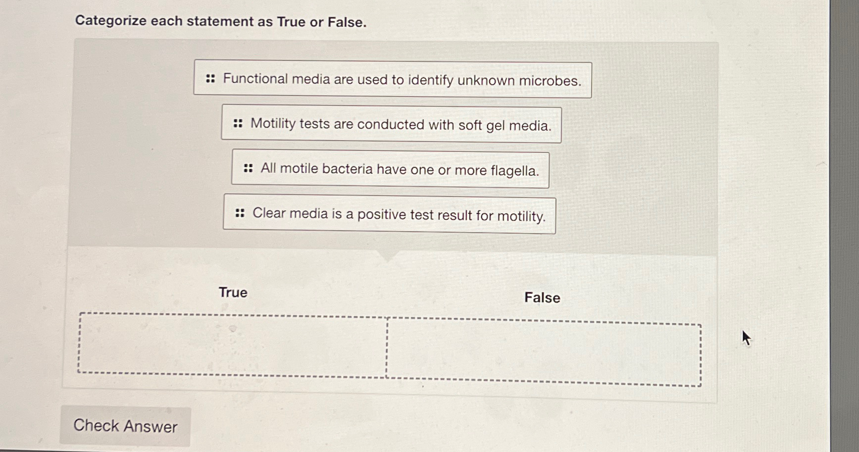 Solved Categorize each statement as True or False.:: | Chegg.com