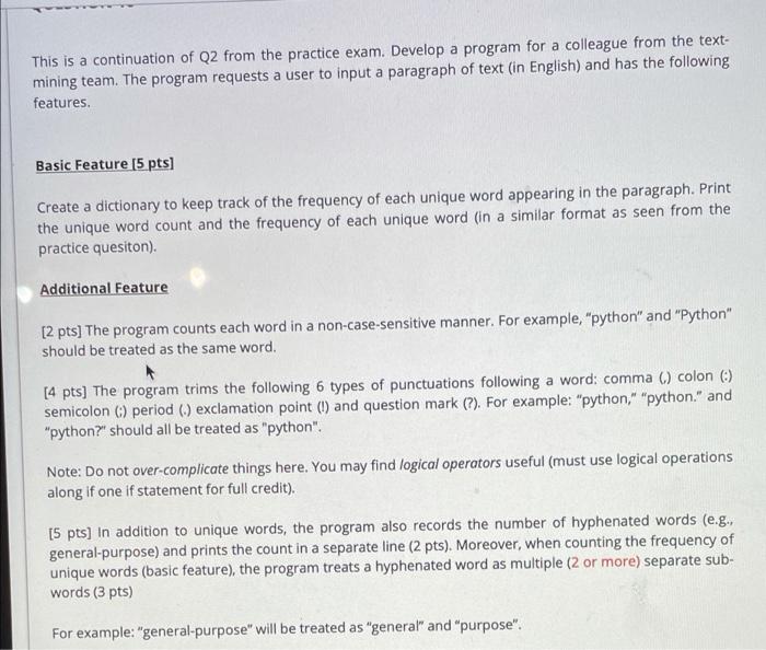 Solved This is a continuation of Q2 from the practice exam. | Chegg.com