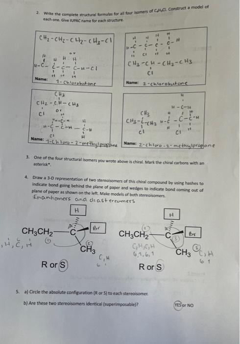 Solved 2. Write the complete structural formulas for all | Chegg.com