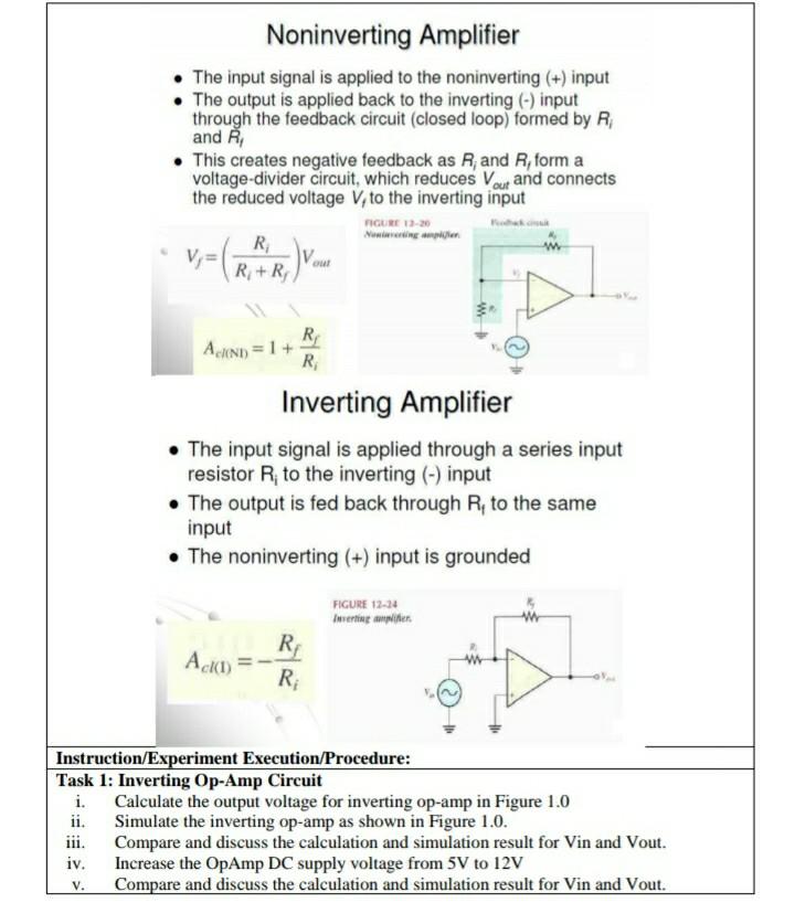 Solved Noninverting Amplifier • The input signal is applied | Chegg.com