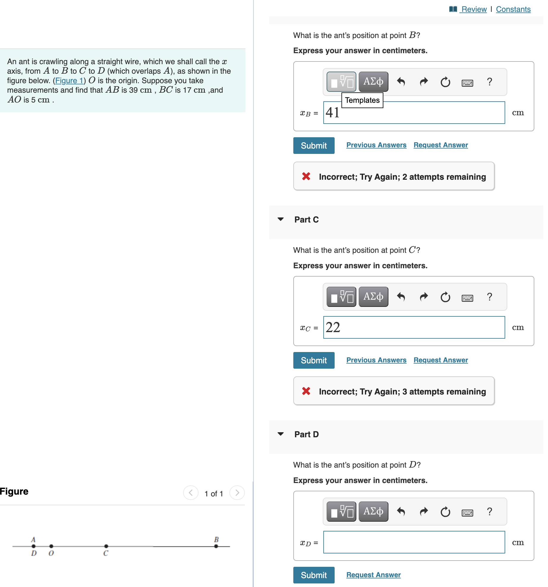Solved An ant is crawling along a straight wire, which we | Chegg.com