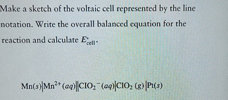 Make a sketch of the voltaic cell represented by the | Chegg.com