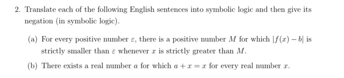 Solved 2. Translate each of the following English sentences | Chegg.com