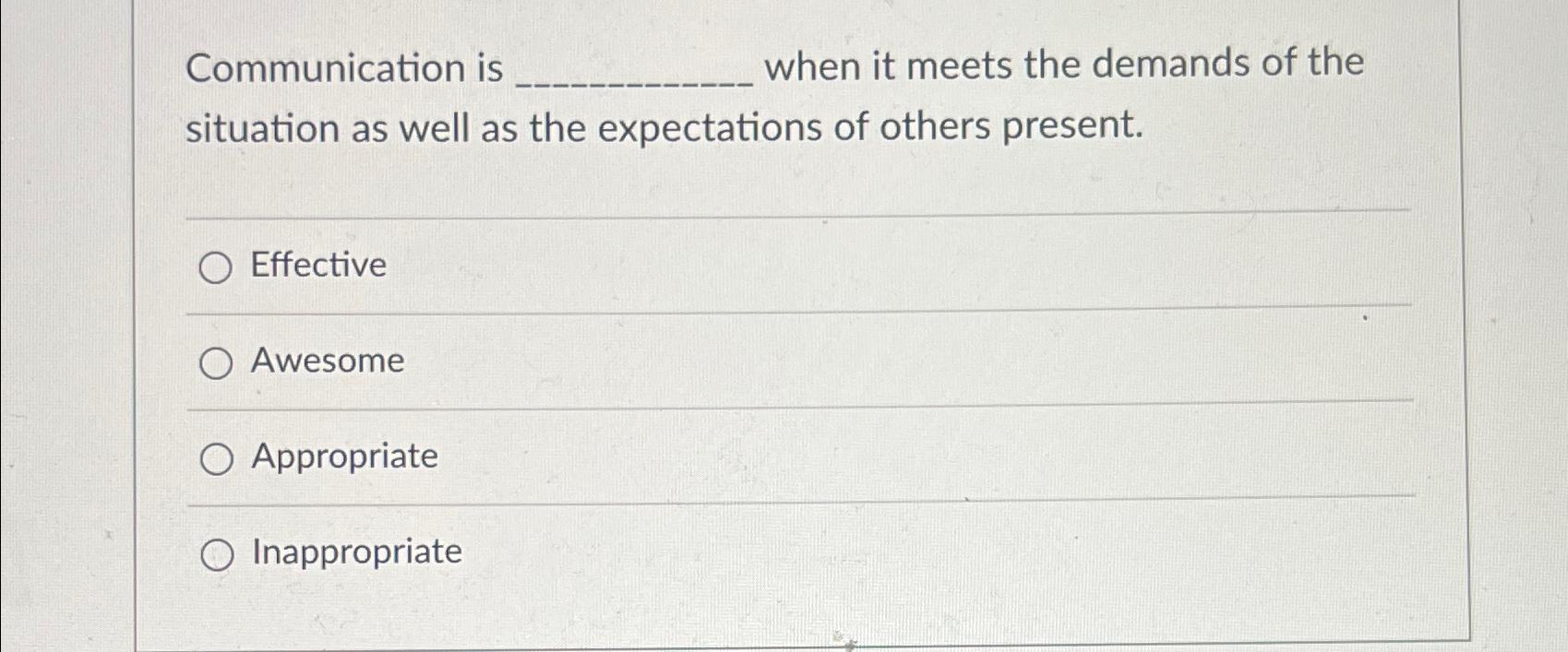 Solved Communication is when it meets the demands of the | Chegg.com