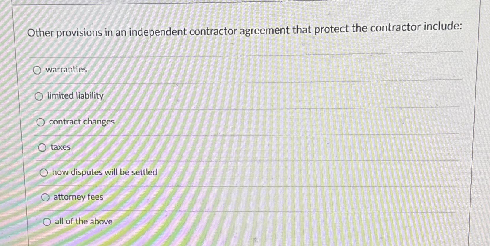 Solved Other provisions in an independent contractor | Chegg.com
