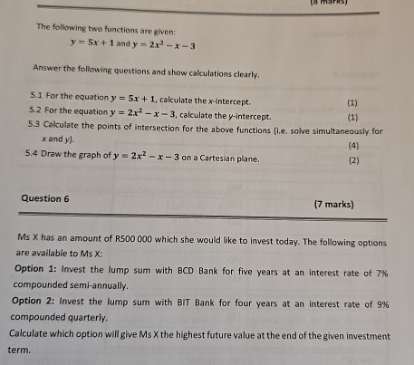 Solved The following two functions are given:y=5x+1 ﻿and | Chegg.com