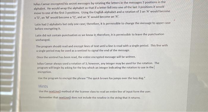 Solved Julius Caesar encrypted his secret messages by | Chegg.com