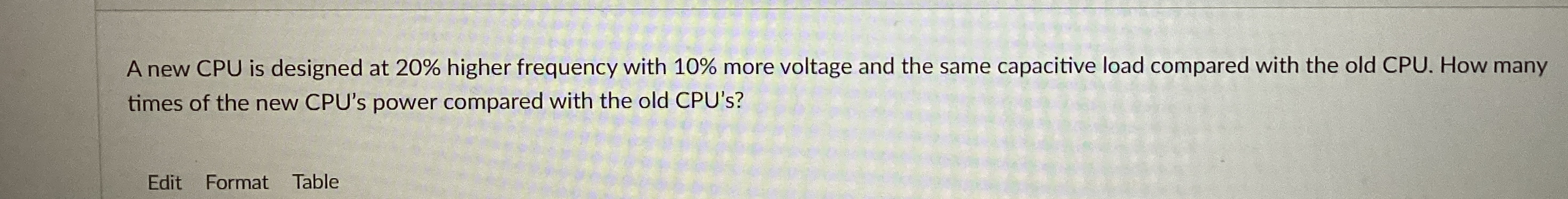 A new CPU is designed at 20% ﻿higher frequency with | Chegg.com