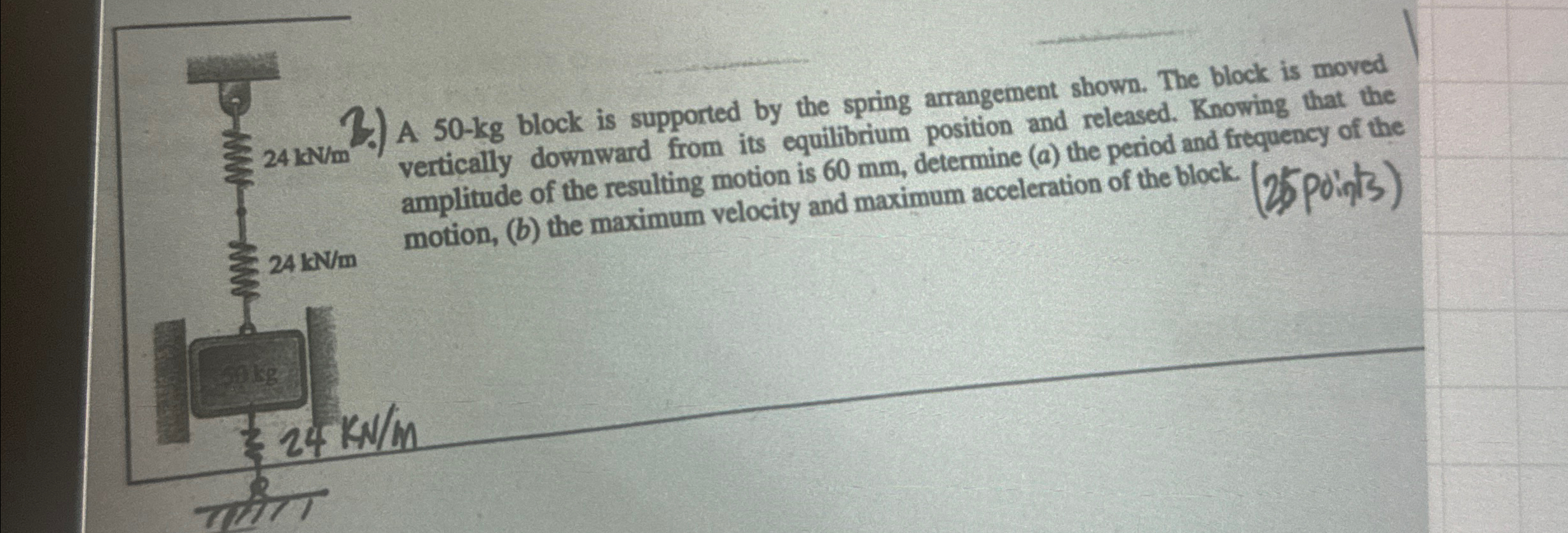 Solved 2.)A 50-kg ﻿block is supported by the spring | Chegg.com