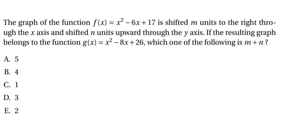 Solved The graph of the function f(x)=x2−6x+17 is shifted m | Chegg.com