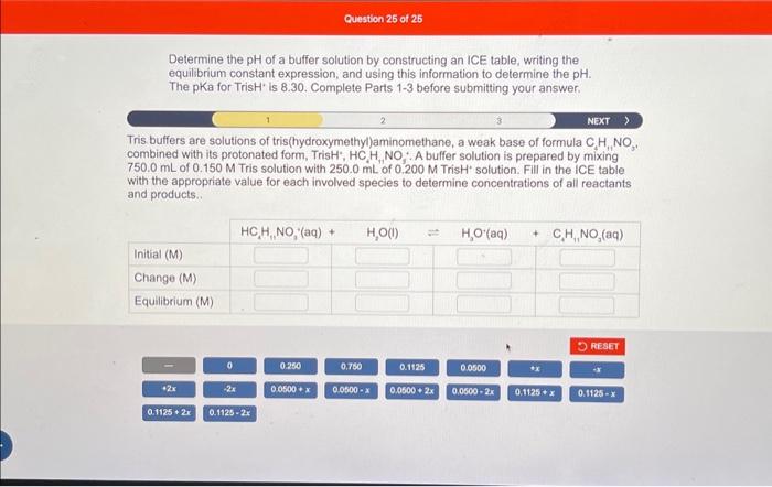 Solved Determine the pH of a buffer solution by constructing | Chegg.com
