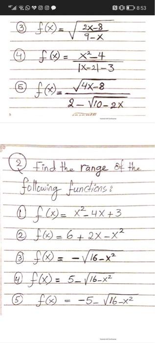 Solved (1) Find the domain of the following functions: (1) | Chegg.com