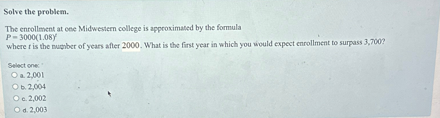 Solved Solve the problem.The enrollment at one Midwestern | Chegg.com